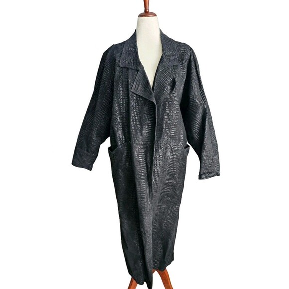 Winlit | Jackets & Coats | Vintage Winlit Black Textured Long Coat ...